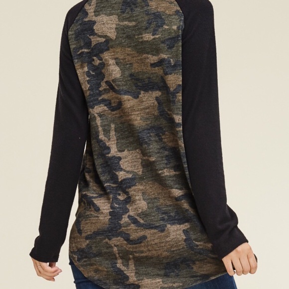 Bom Bom | Tops | Nwt Womens Camouflage Camo Raglan Tunic Top | Poshmark